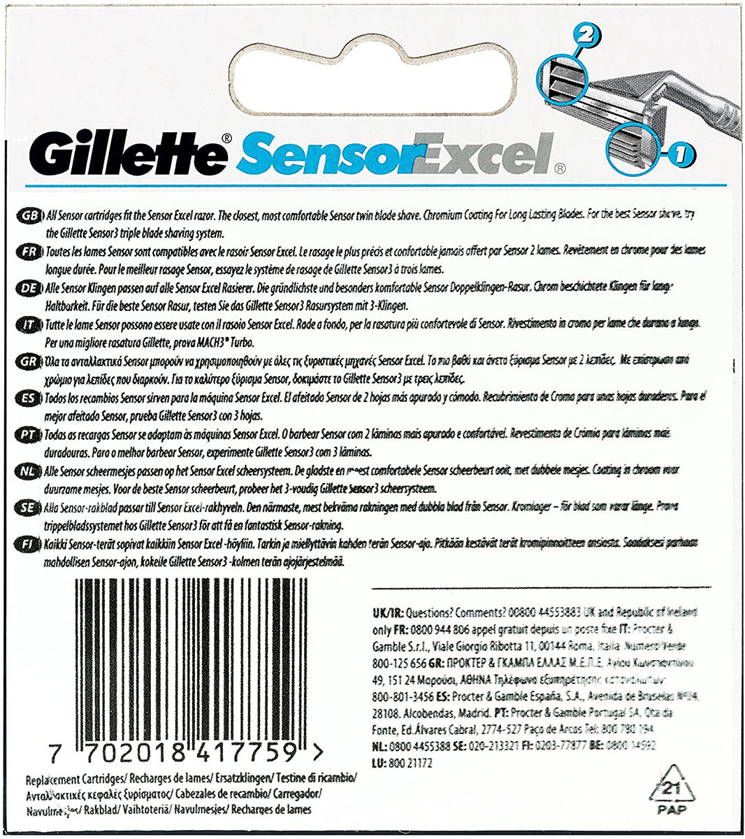 Gillette Sensor Excel Rasierklingen, (1x10) – Siba Store